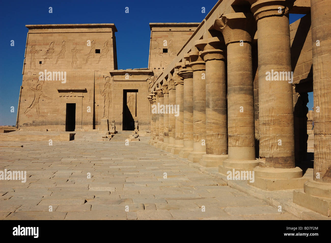 The gateway of king Nectanebo II in Philae temple on Agilkia island in ...