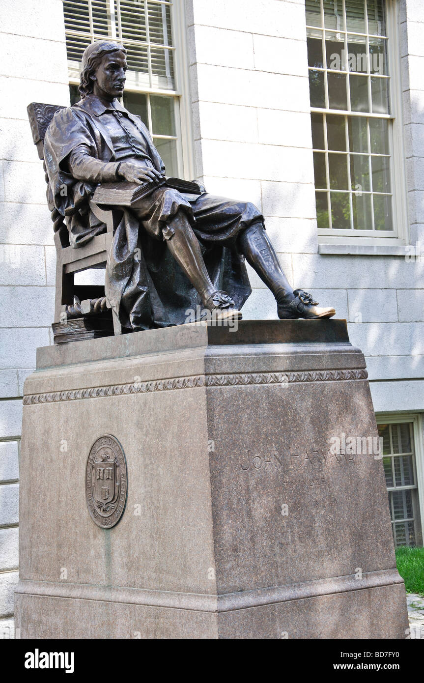 John Harvard statue on Harvard University campus Stock Photo - Alamy