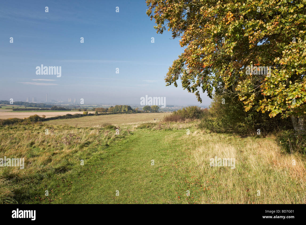 Didcot power station from Castle Hill near Little Wittenham Oxfordshire ...