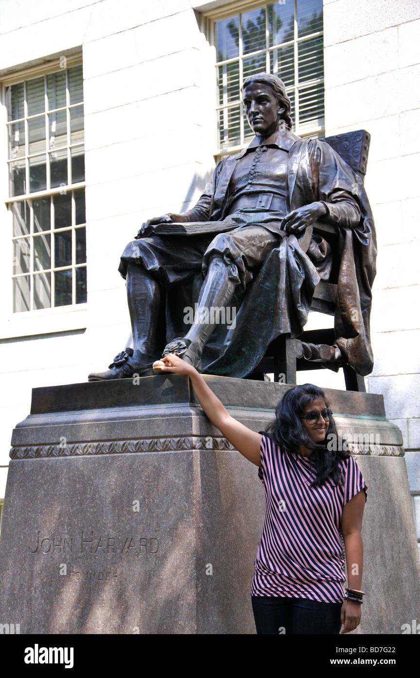 John Harvard statue on Harvard University campus Stock Photo - Alamy