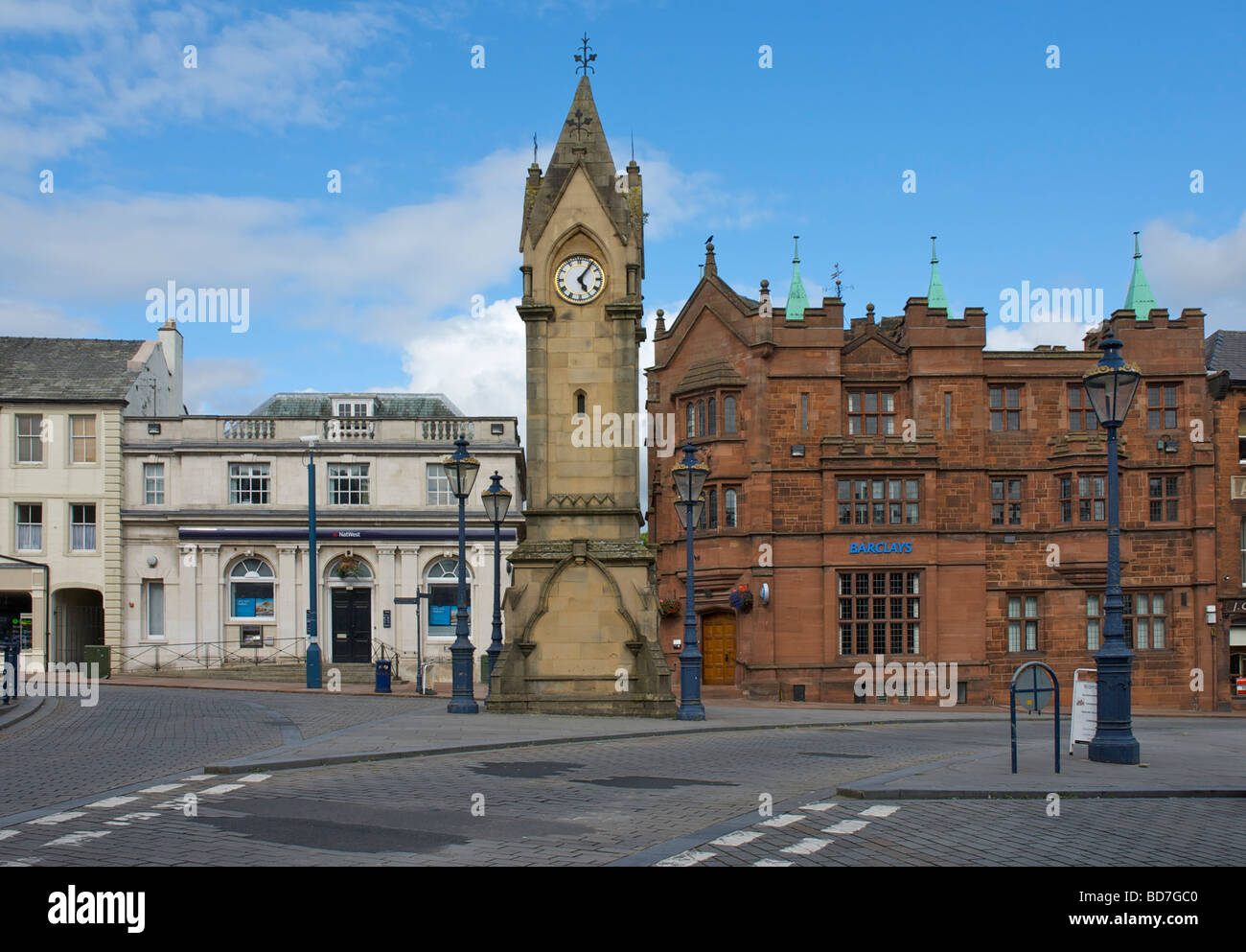 Market Square and clock tower, Penrith, Cumbria, England UK Stock Photo ...