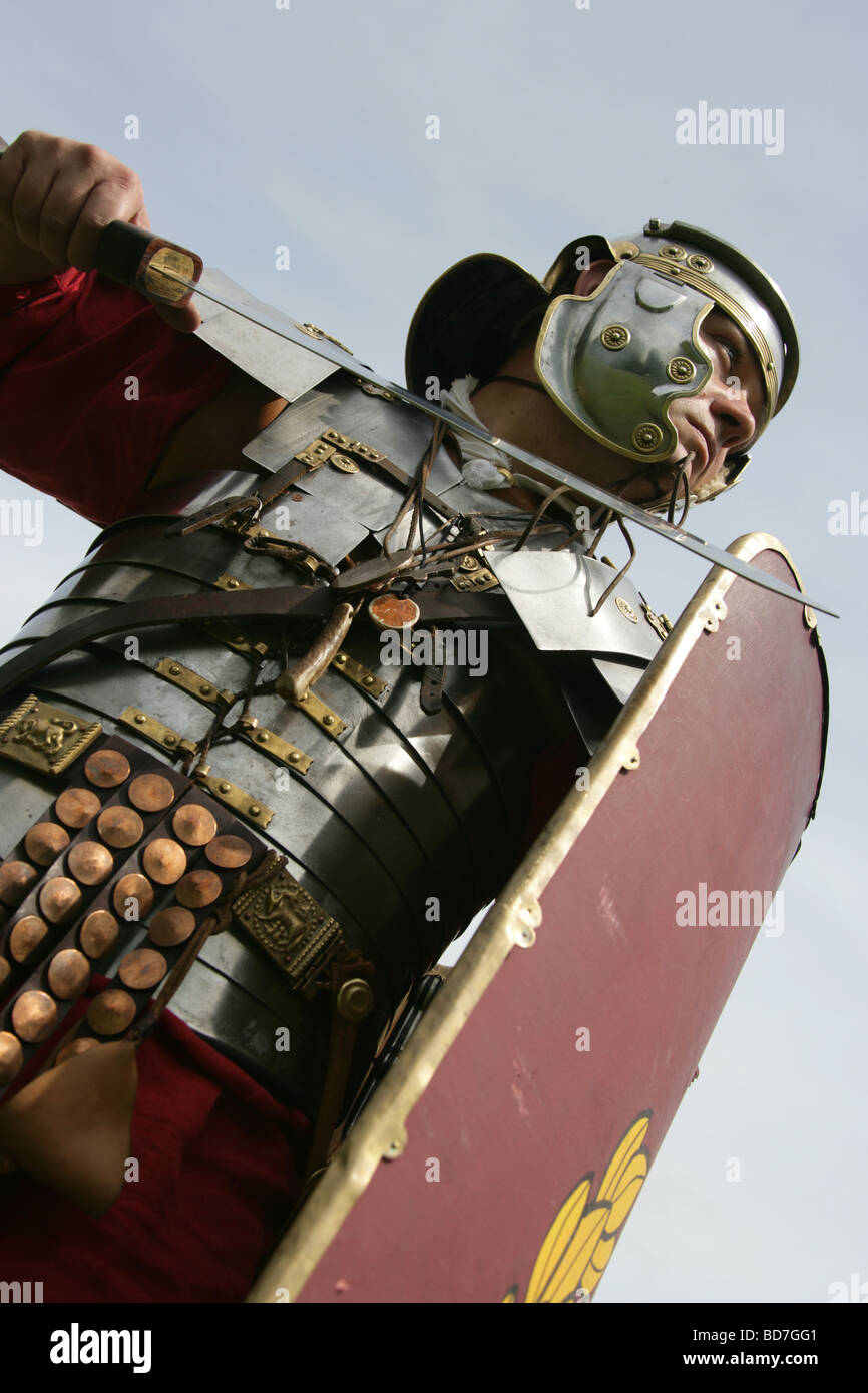City of Chester, England. A low angled portrait of a Roman Centurion ...