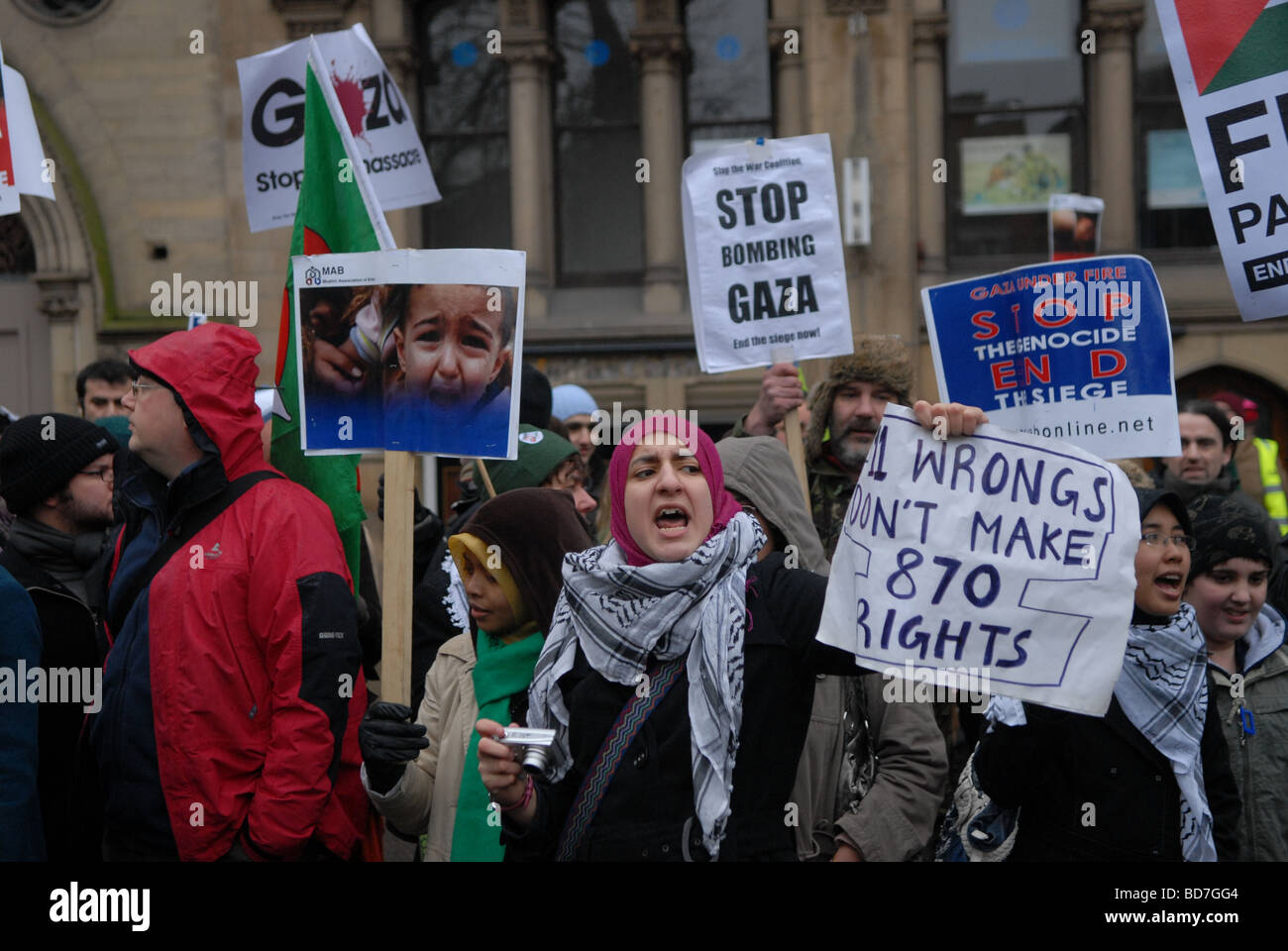 Pro Palestinian protesters at Israel Rally Manchester Stock Photo - Alamy