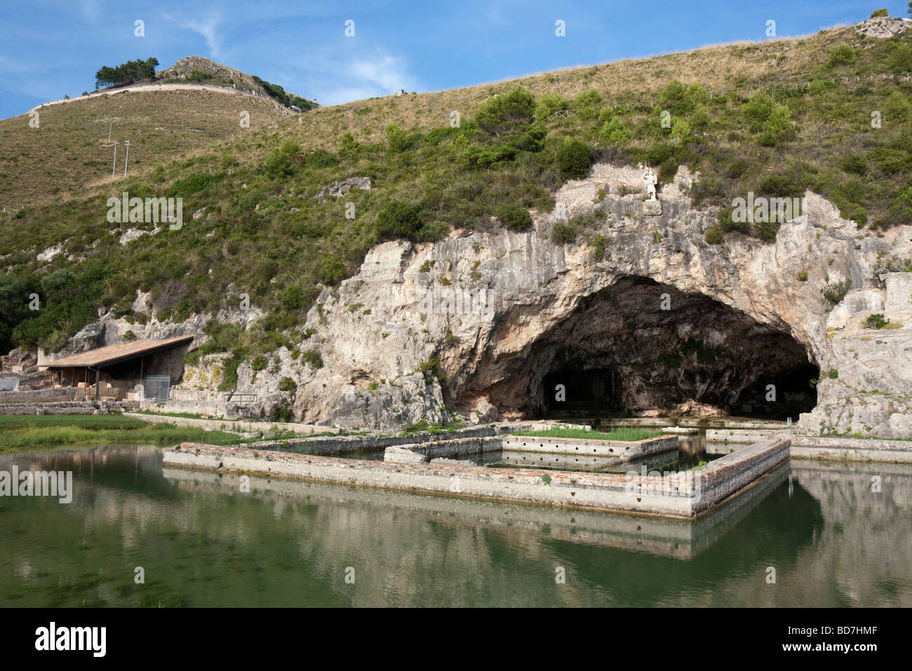 The exterior and outermost fish ponds of the Grotto of Tiberius at ...