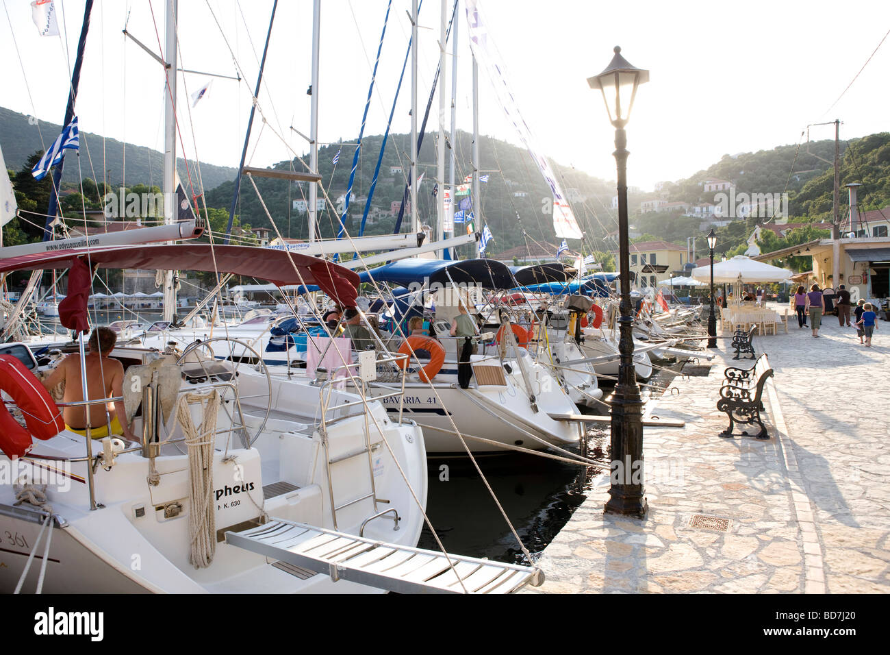 Harbour of Kioni on Ithaca in Greece Stock Photo - Alamy