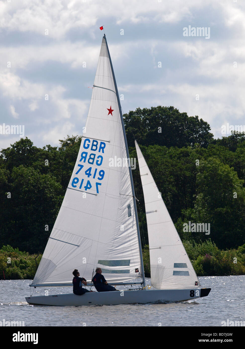 INTERNATIONAL STAR CLASS BOAT SAILING ON WROXHAM BROAD DURING REGATTA ...