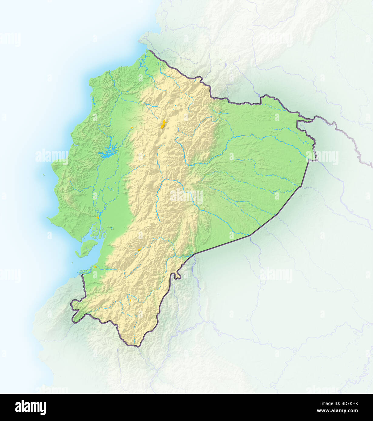 Ecuador, shaded relief map Stock Photo - Alamy