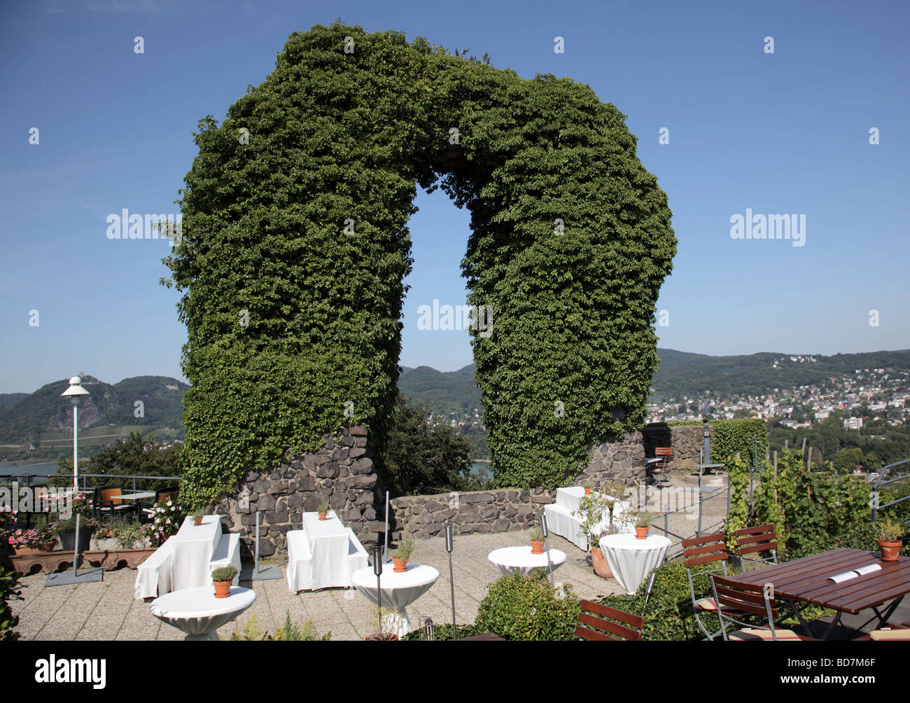 Rolandsbogen high above the River Rhine near Remagen Rhineland ...
