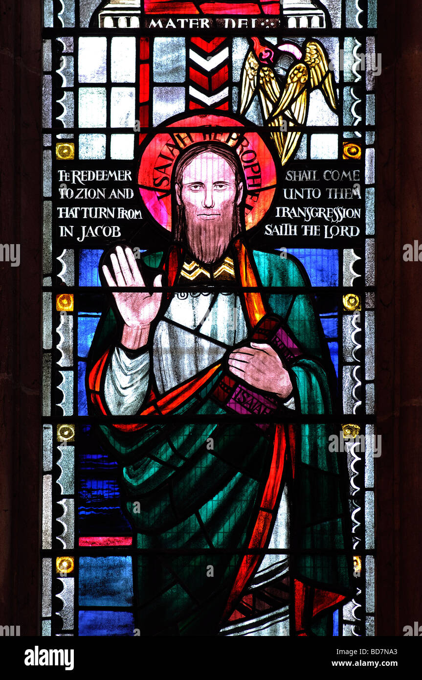Isiah stained glass, St. John the Baptist Church, Coventry, England, UK ...