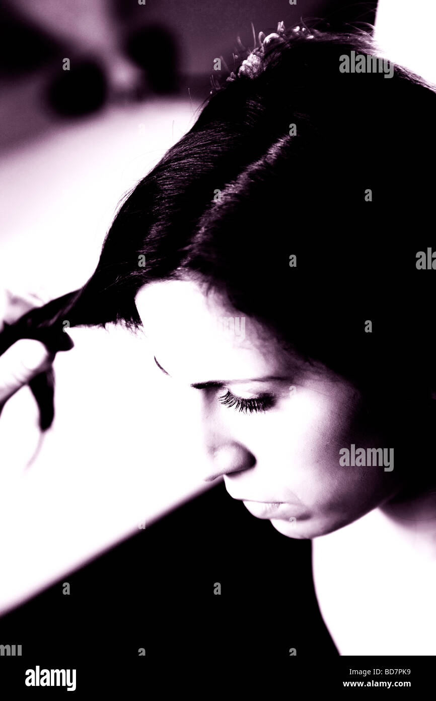 young woman getting a new hairstyle Stock Photo - Alamy