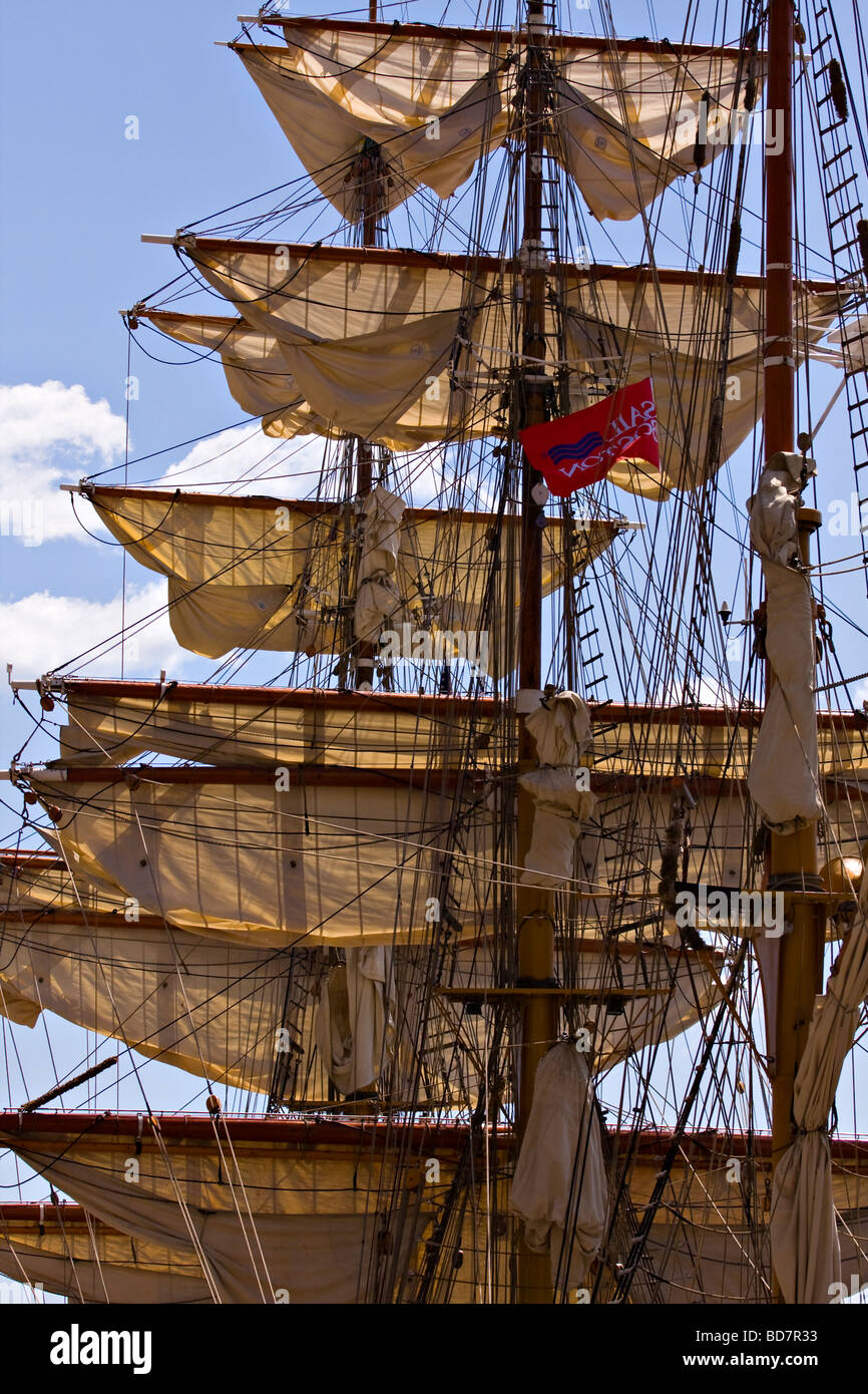 Sail Boston 2009. Mast of Tall Ship Europa in Boston Harbor Stock Photo ...