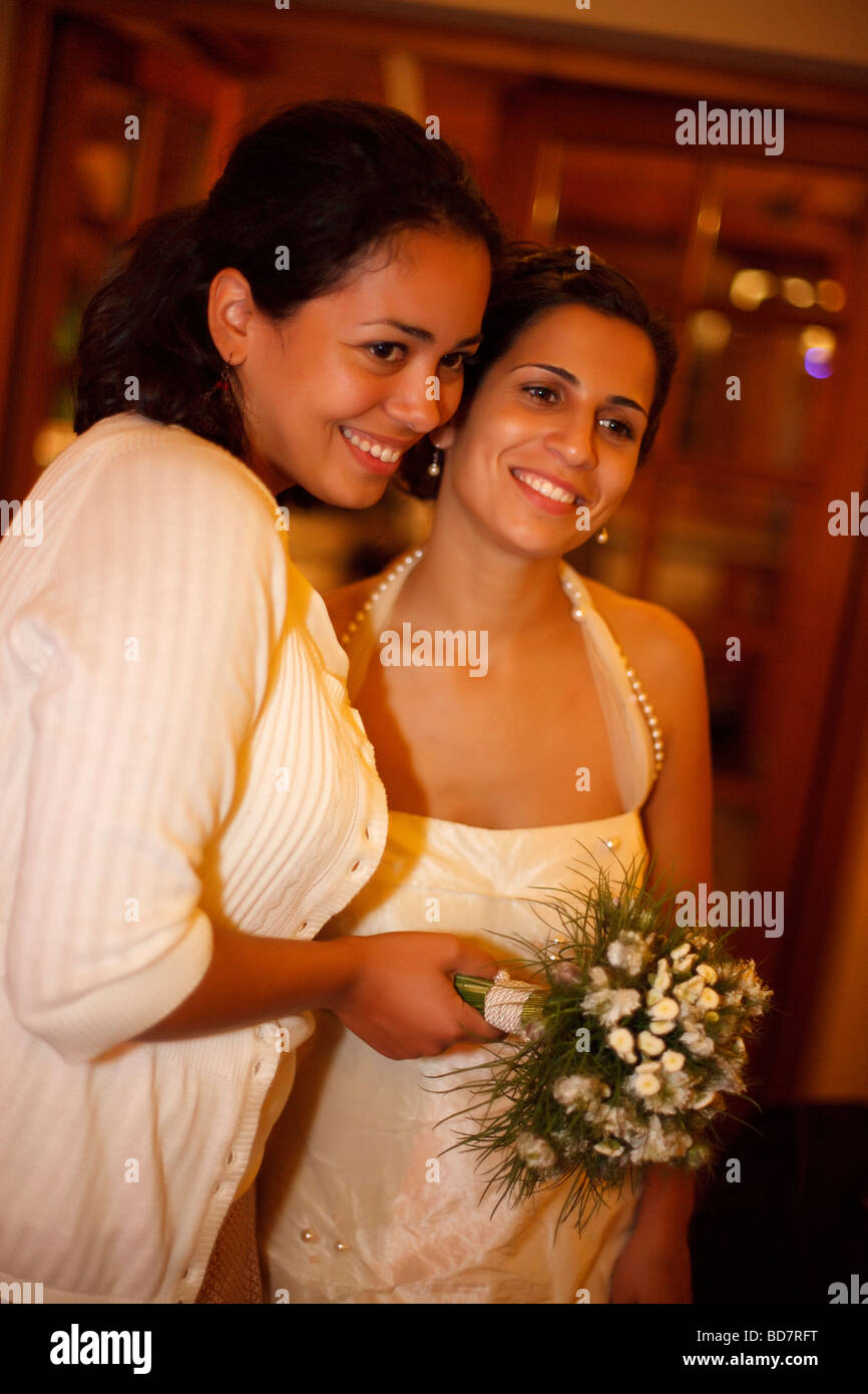 bride with female friend Stock Photo - Alamy