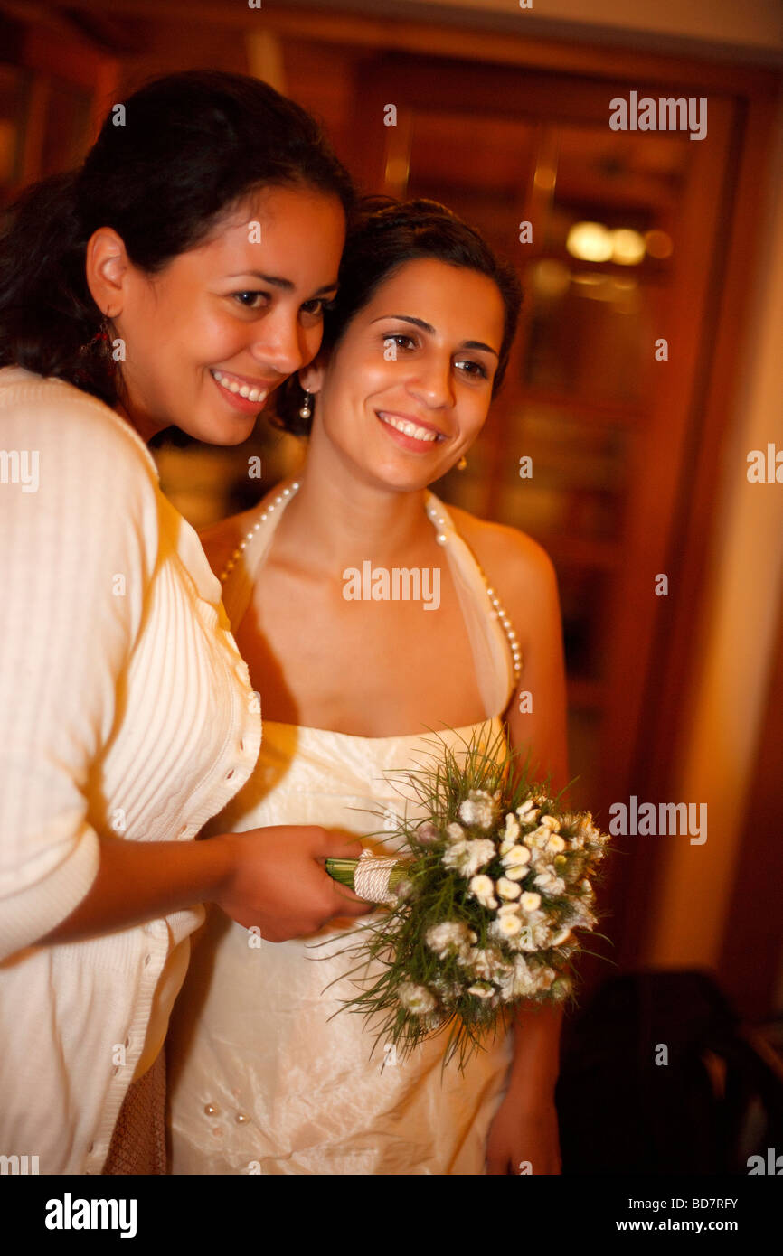 bride with female friend Stock Photo - Alamy