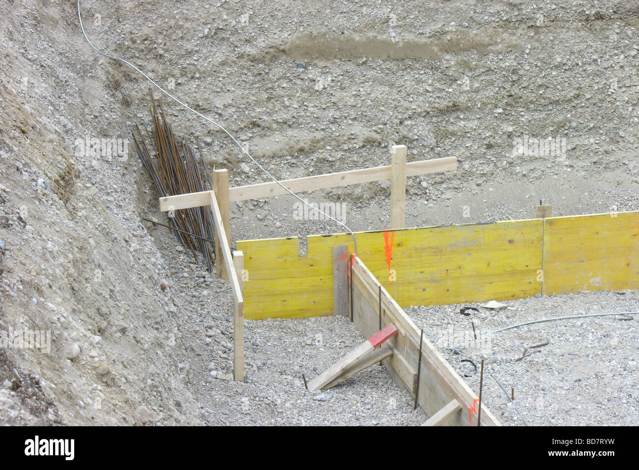 preparation of the cunstruction trench for building the foundation ...