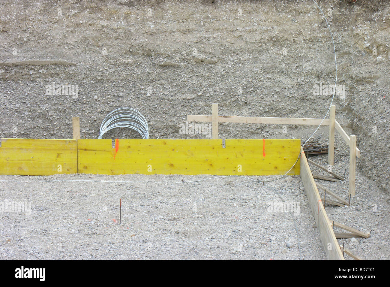 preparation of the cunstruction trench for building the foundation ...