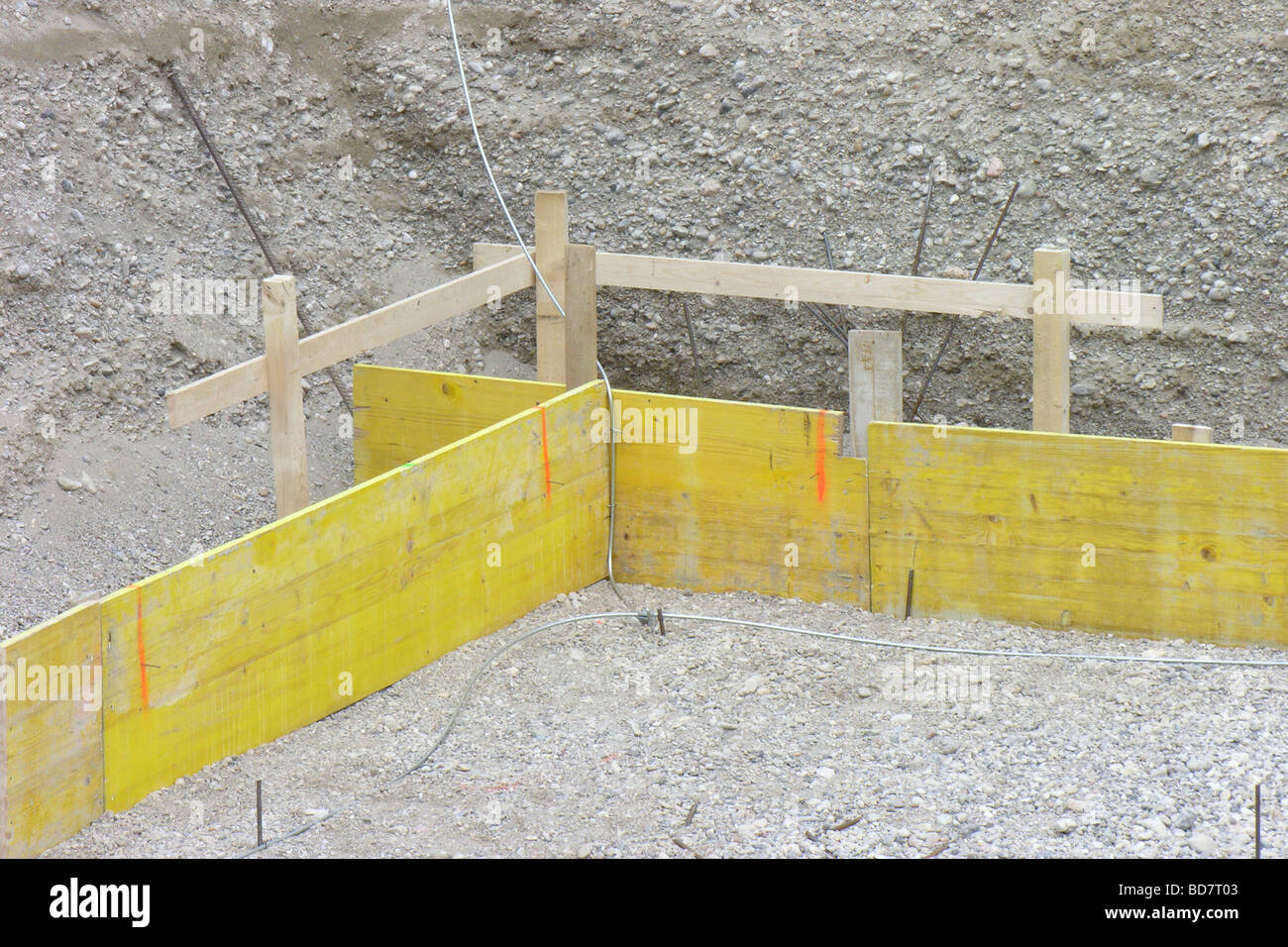 preparation of the cunstruction trench for building the foundation ...