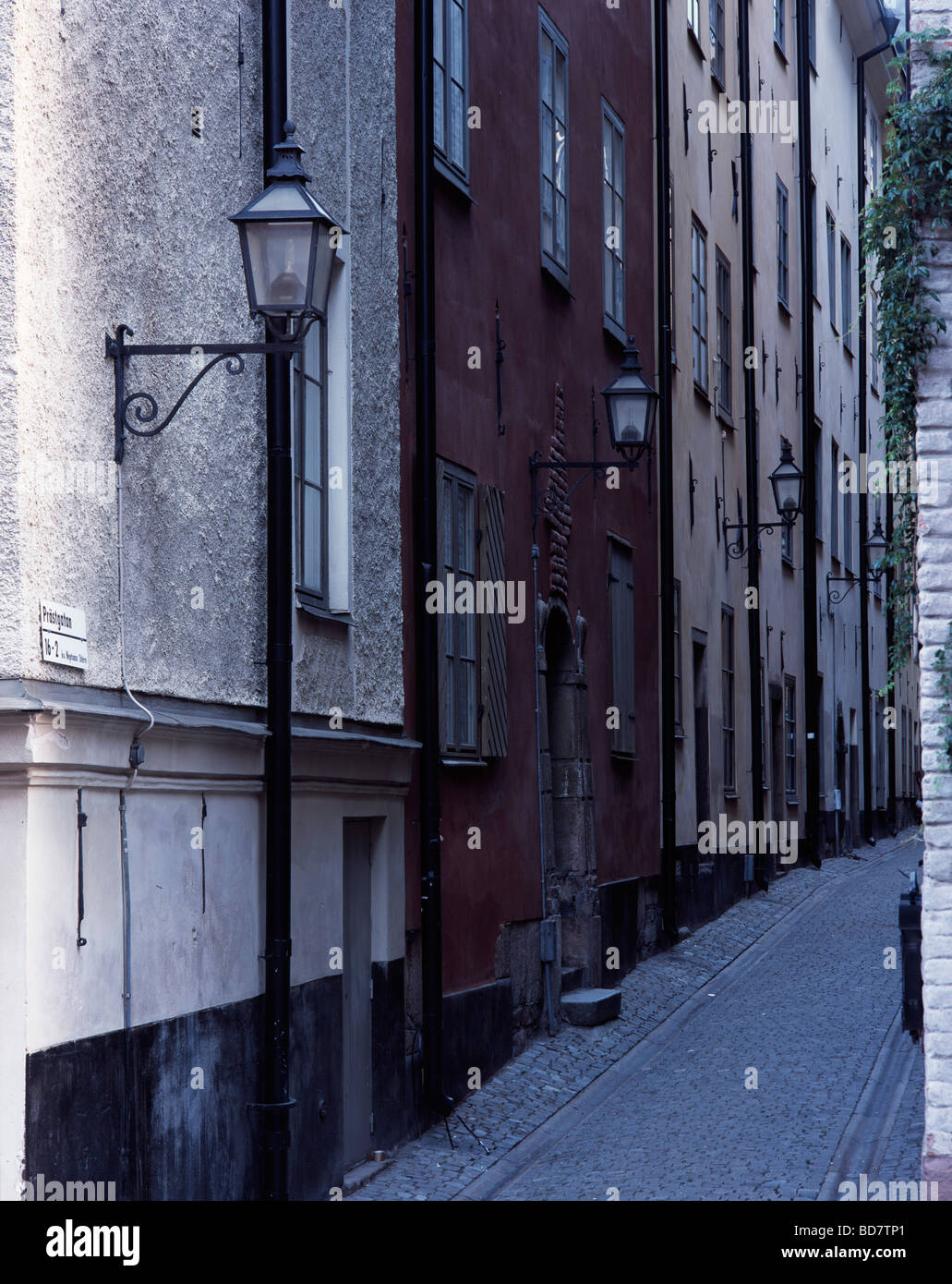 Early morning street scene in Stockholm, the capital city of Sweden ...