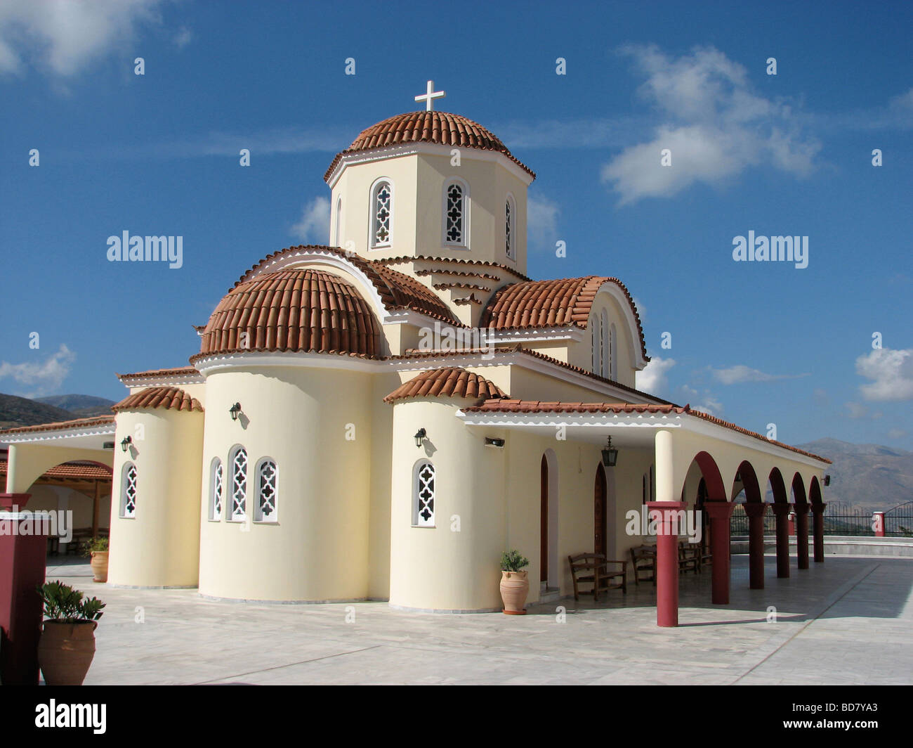 The recently renovated monastry at Spilli in central Crete Greece Stock ...