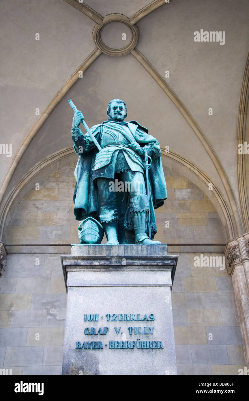 Munich, Bavaria, Germany. Statue of Johannes Tzerklas Graf von Tilly ...