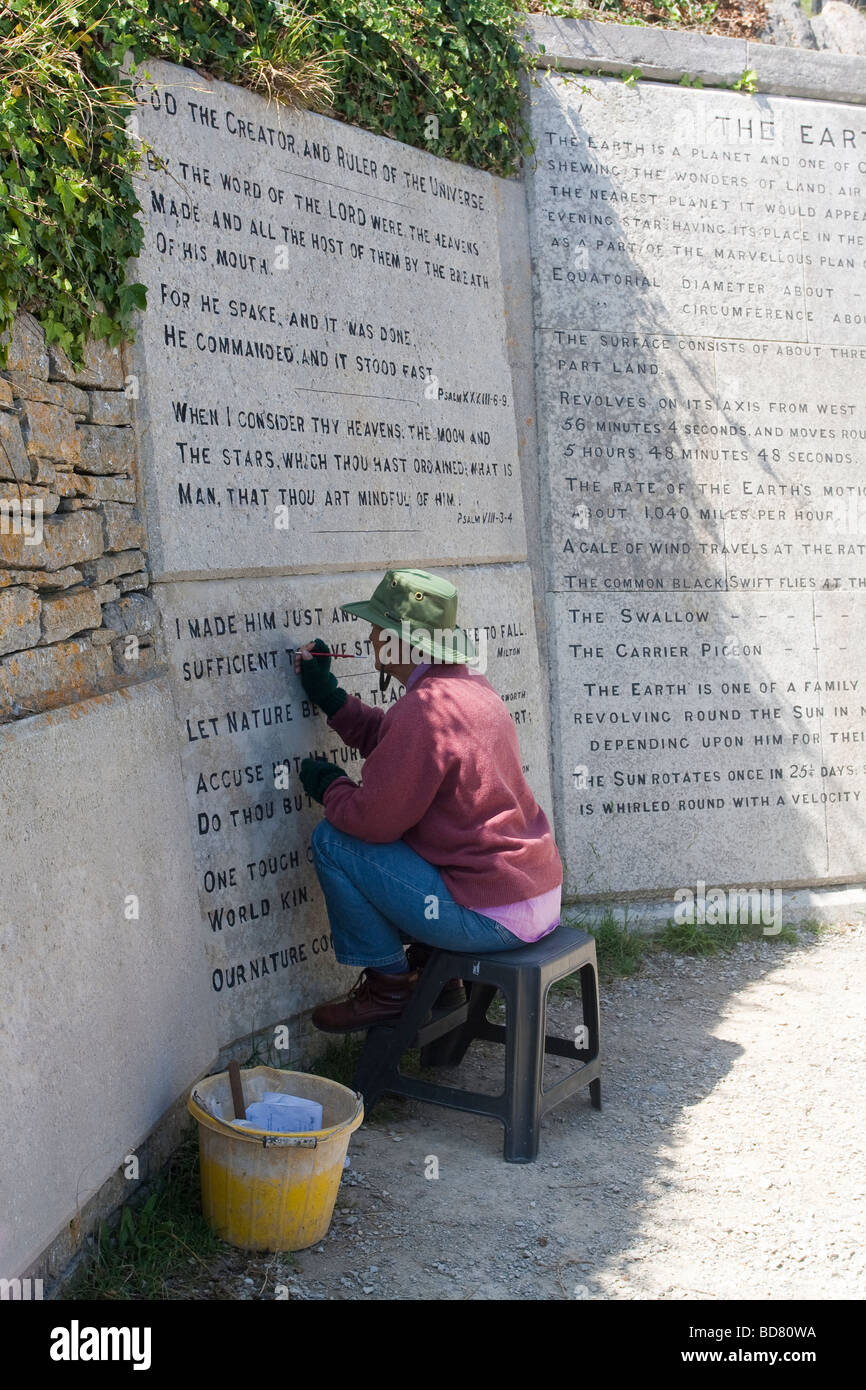 An expert conservator works to restore a stone inscription, Durlston ...
