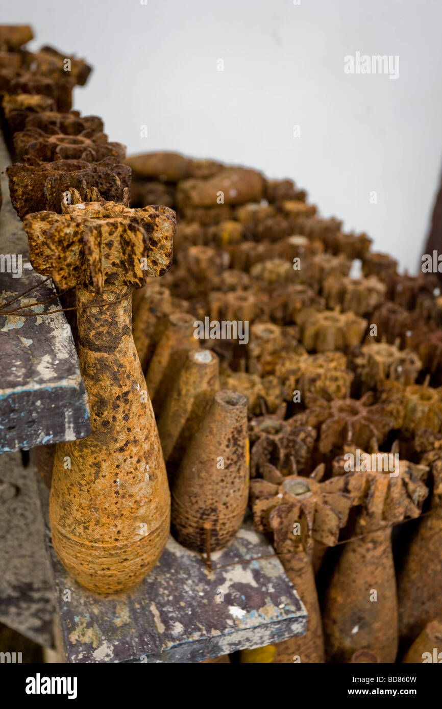 American mortar shells and munitions gathered from villages in northern ...