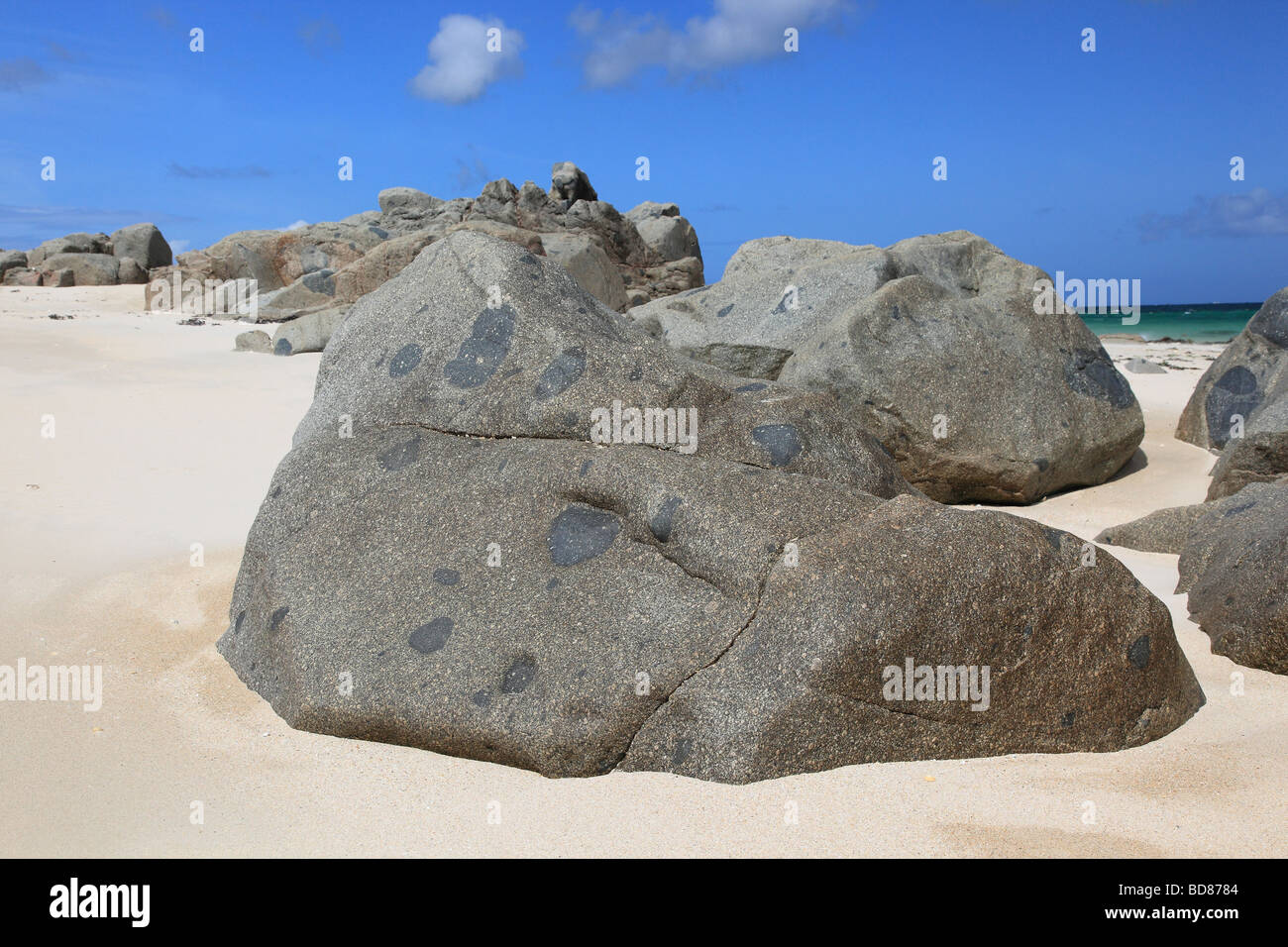 Rocks on the shell Beach Herm Island Channel Islands Stock Photo - Alamy
