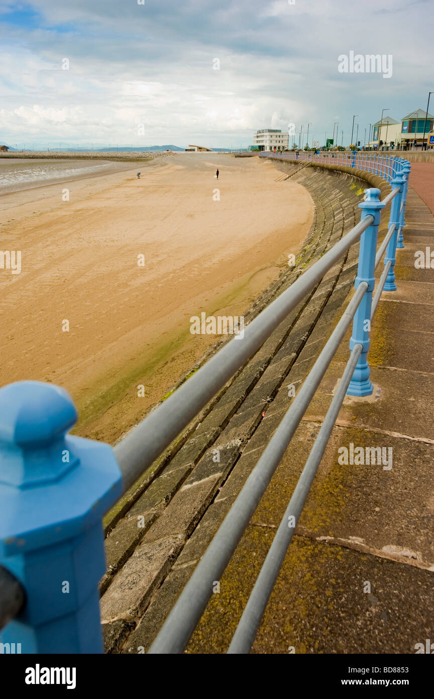 The beach and Morecambe Promenade with the Midland Hotel in the ...