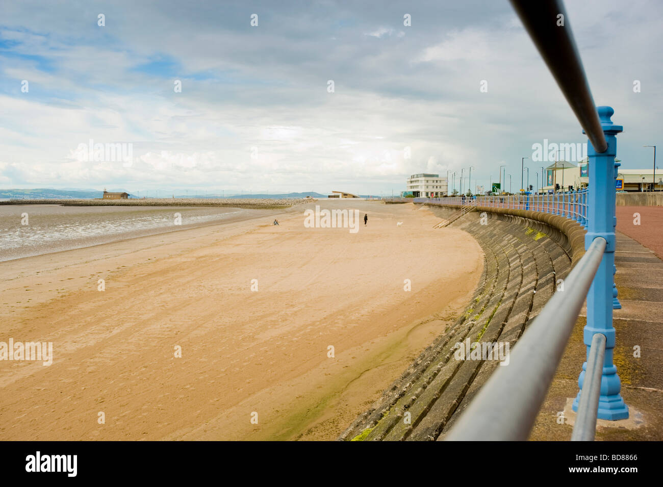The beach and Morecambe Promenade with the Midland Hotel in the ...