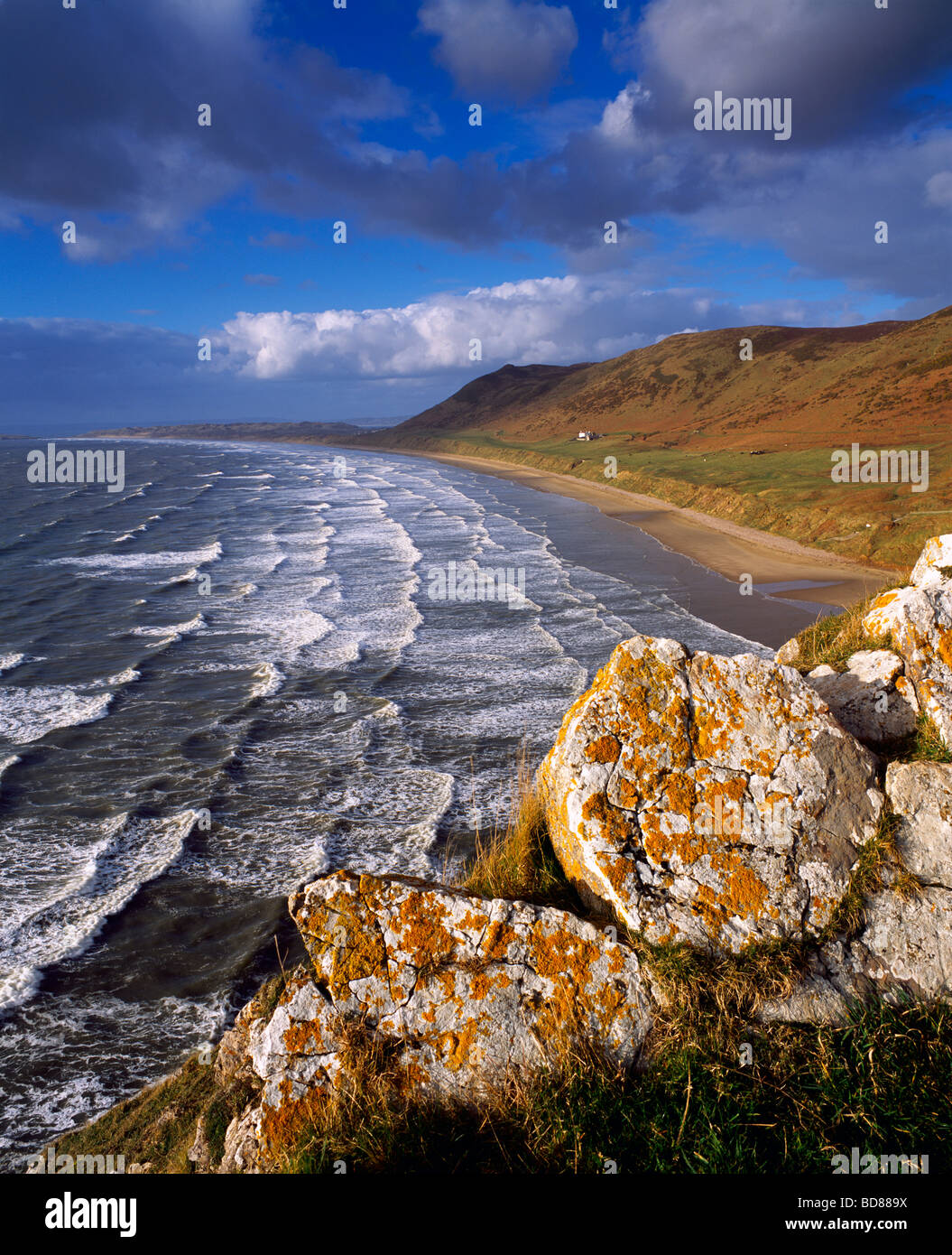 Rhossili Bay on the Gower, Rhossili, Swansea, Wales Stock Photo - Alamy