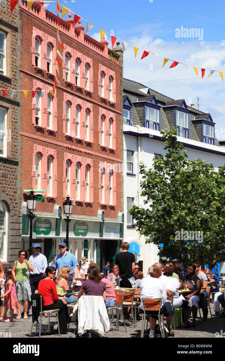 People on the Market Street St. Peter Port Guernsey Channel Islands ...