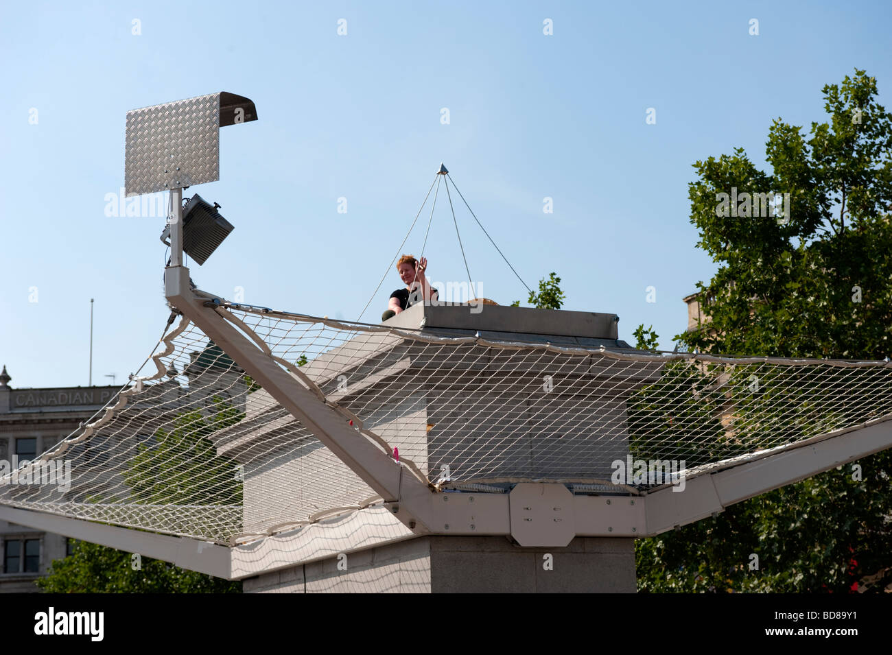 Person on the plinth at One & Other event Stock Photo - Alamy