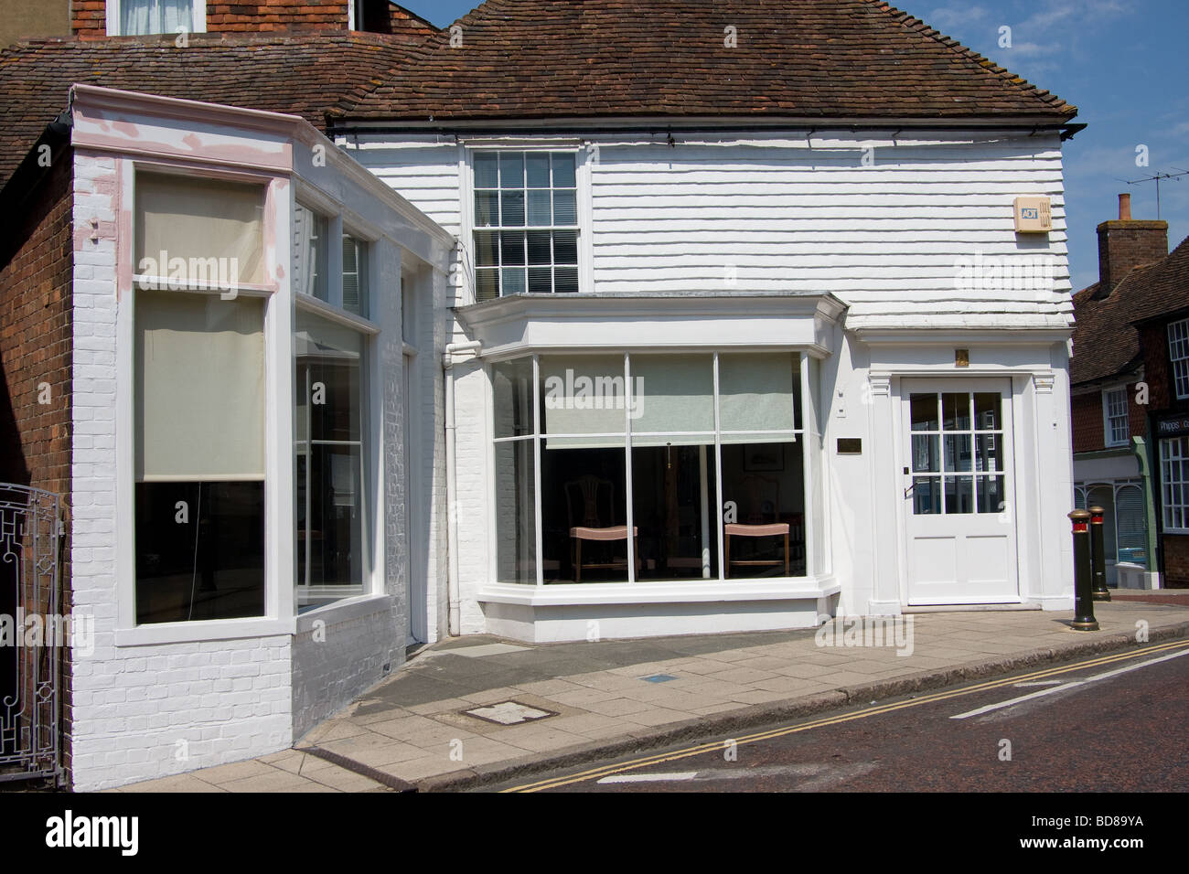 old ancient listed building shop visitors summer Rye town centre east ...