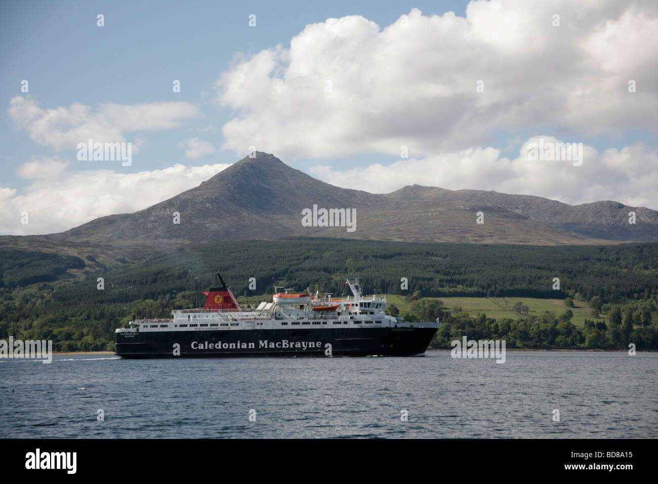 The MV Caledonian Isles sails past Goat Fell en route from Brodick in ...
