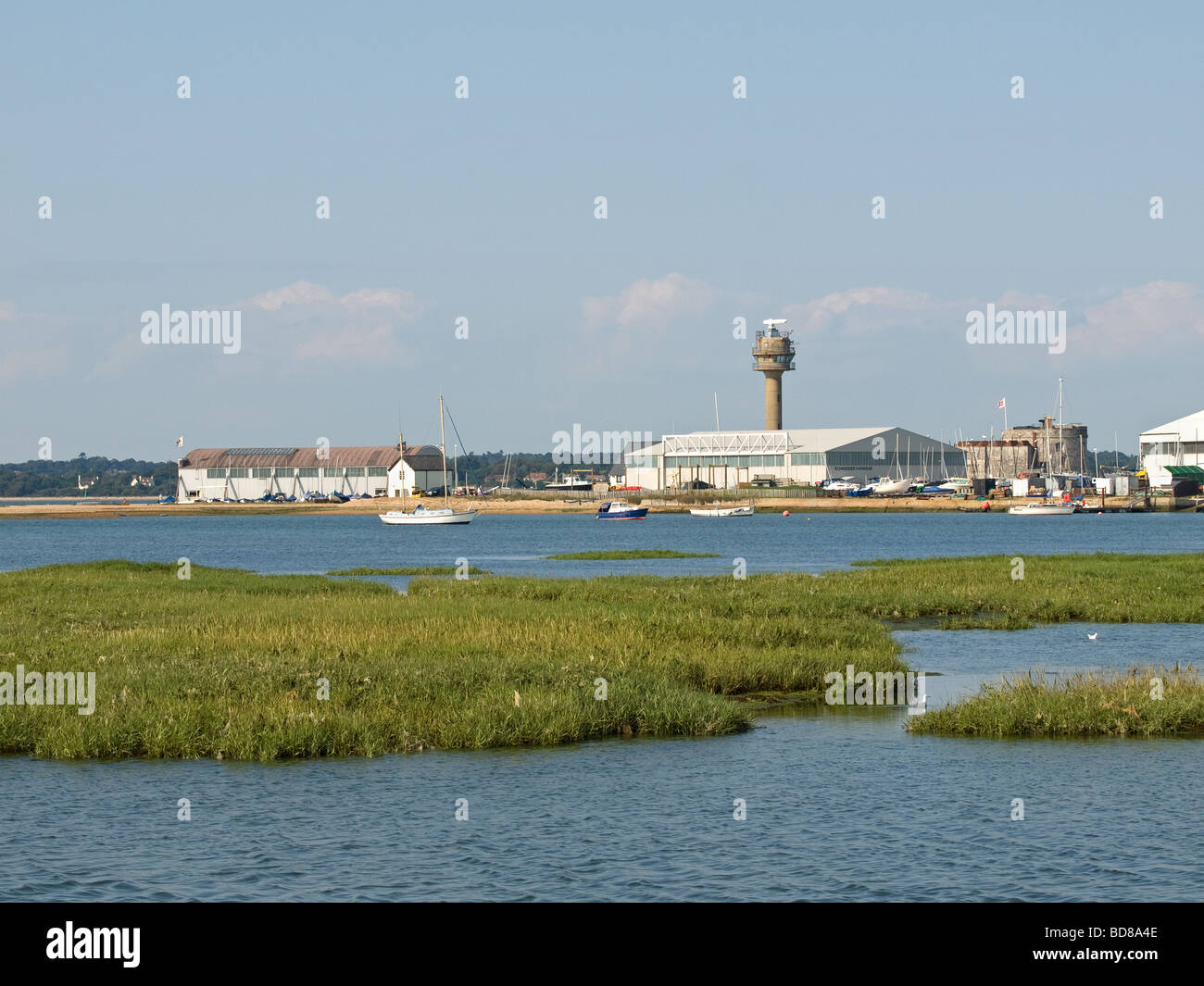 Calshot Spit Hampshire UK showing the Coastguard Tower, Castle and ...