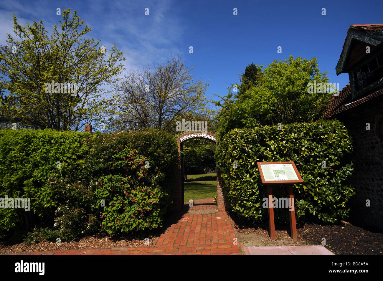 Entrance to kiplings gardens in the historic village of rottingdean ...