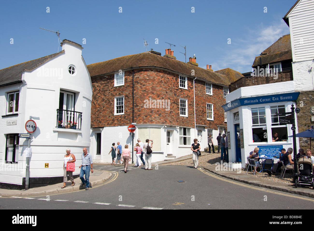 old ancient listed building shop visitors summer Rye town centre east ...