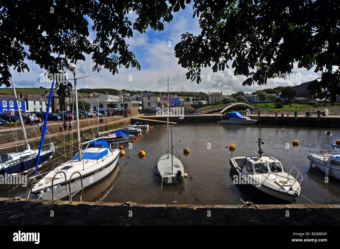 the inner Harbour of aberaeron on a hot summer's day looking east ...