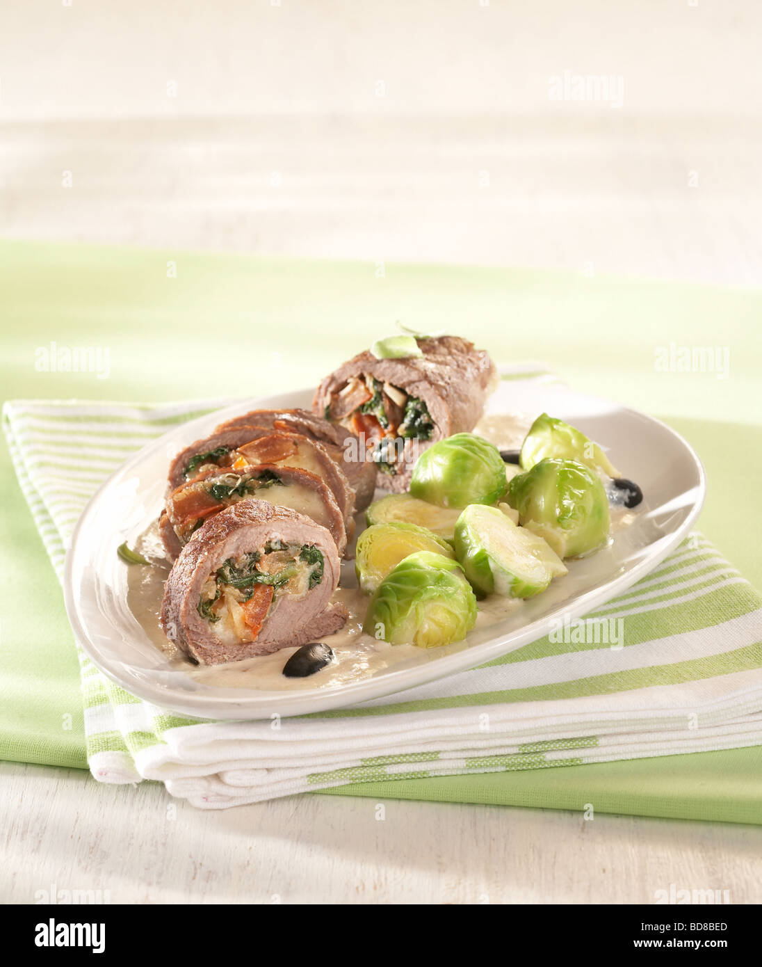 Veal Rolls with Vegetable Stuffing (step by step Stock Photo - Alamy