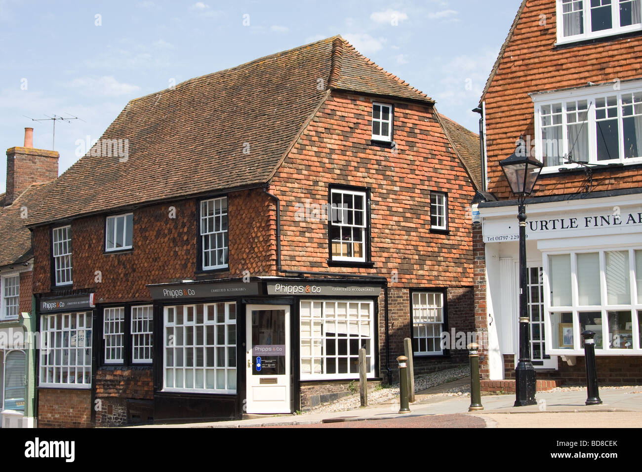 old ancient listed building shop visitors summer Rye town centre east ...