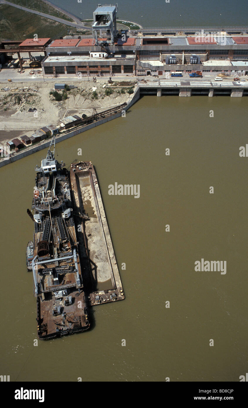 Dredger at work preventing the Gabcikovo dam from silting up on the ...