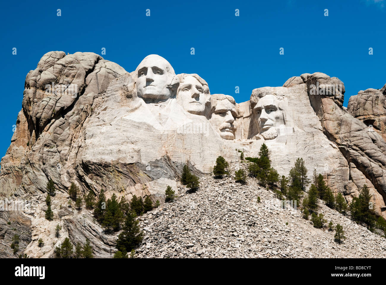 Close view of Mount Rushmore National Memorial in the Black Hills of ...