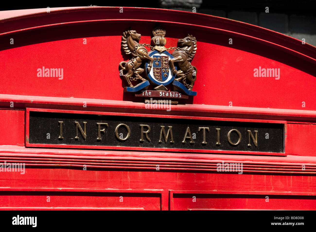 Red information box in the Stables Market, Camden Stock Photo - Alamy