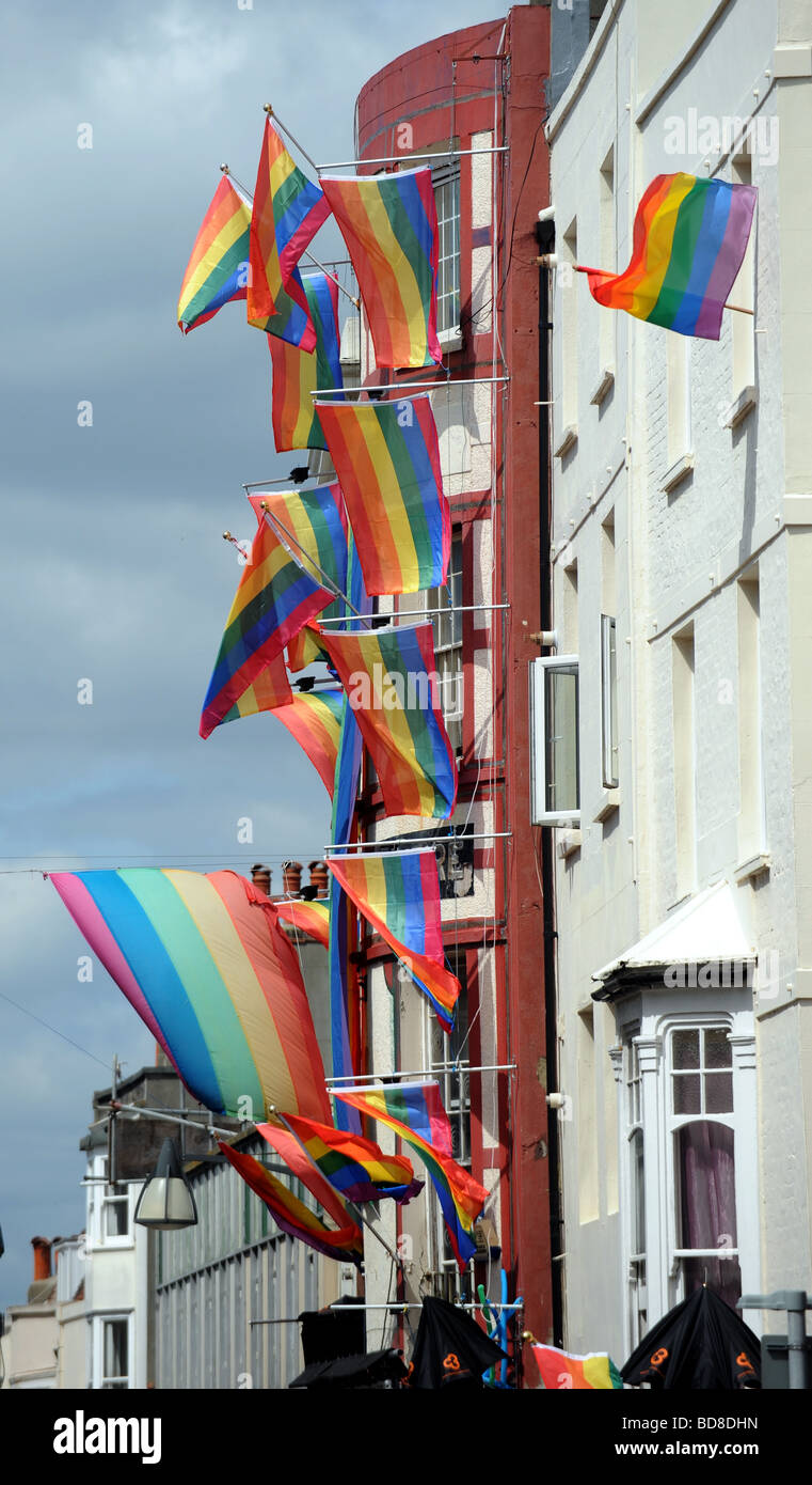 The Bulldog pub in St James s Street Brighton decorated in Pride flags ...
