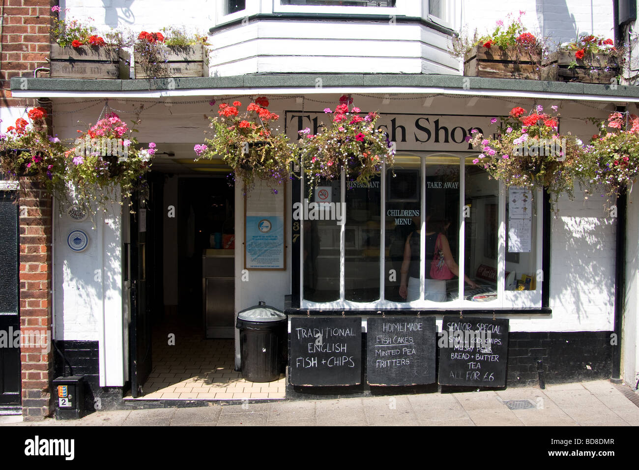 old ancient listed building shop visitors summer Rye town centre east ...
