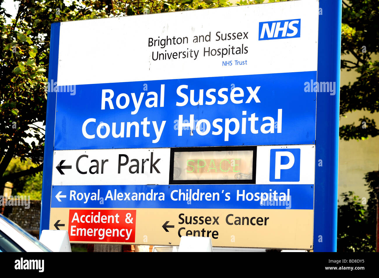 The royal sussex county hospital car park sign Stock Photo - Alamy