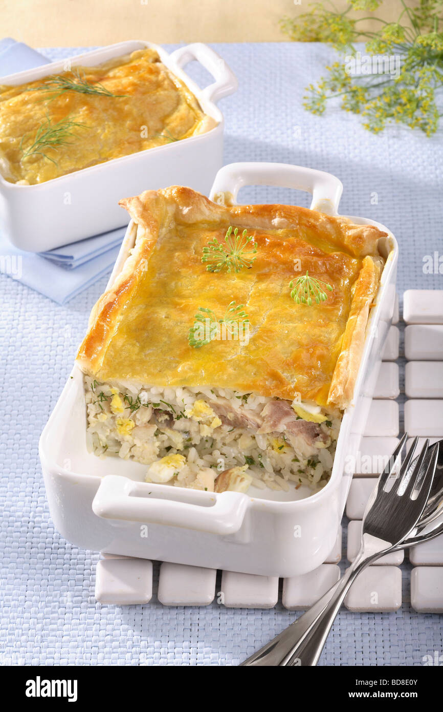 Baked Fish and Rice Pudding Stock Photo - Alamy