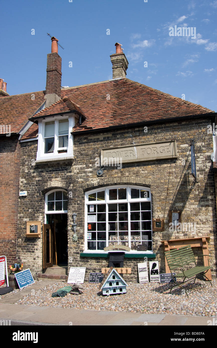 old ancient listed building shop visitors summer Rye town centre east ...