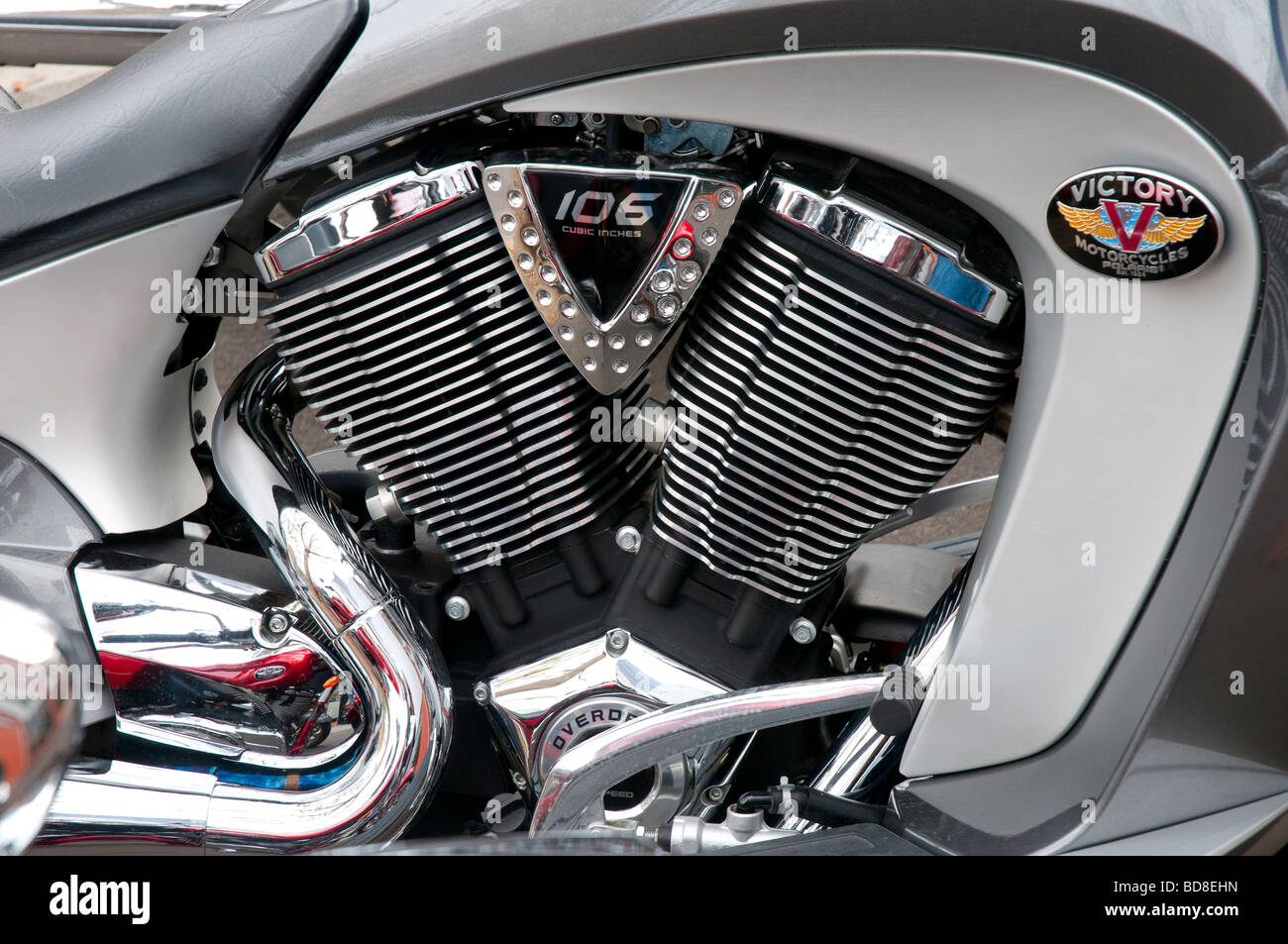 Chromed cylinder head and engine of a Victory motorbike Stock Photo - Alamy