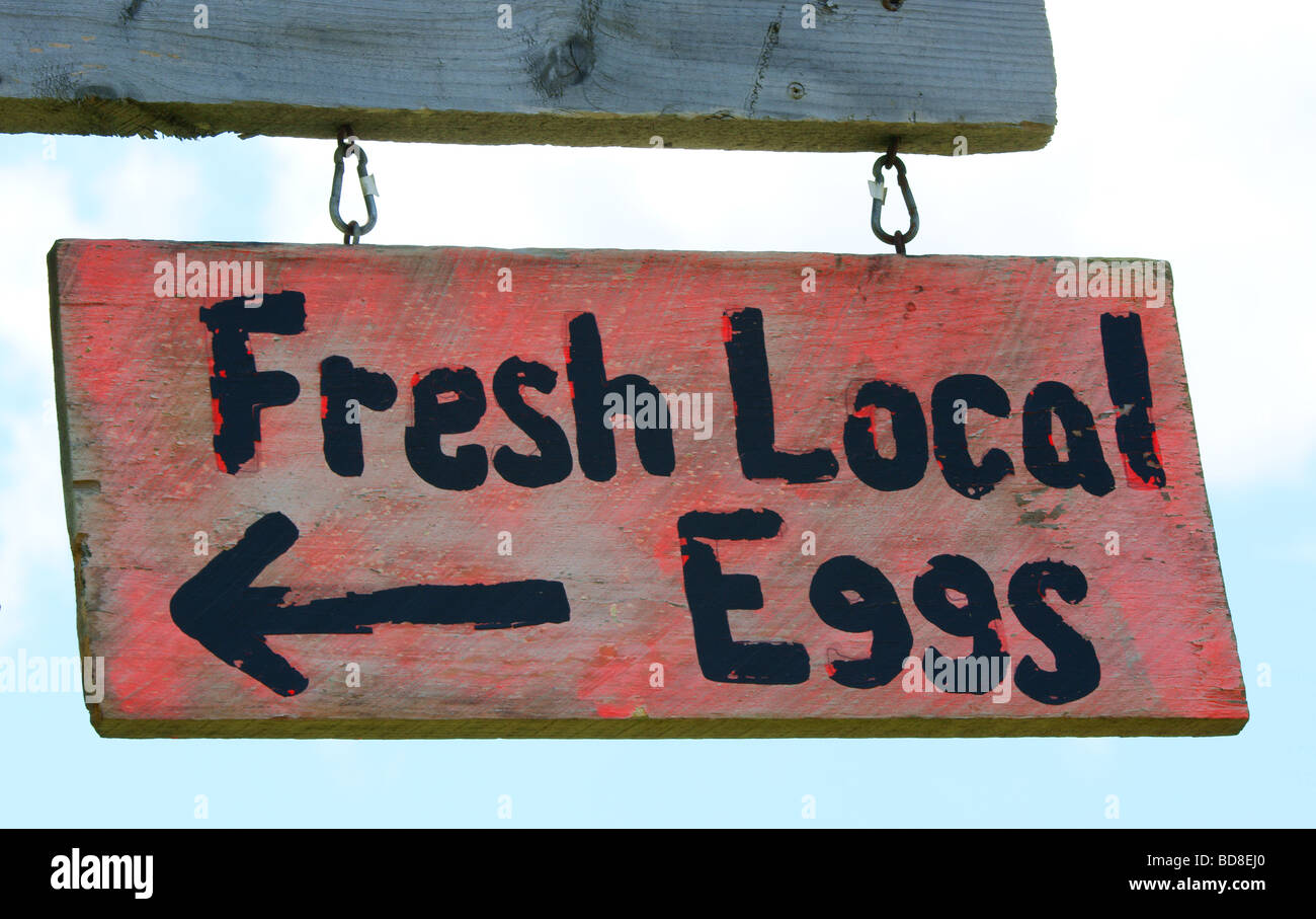 Fresh local eggs sign Stock Photo - Alamy