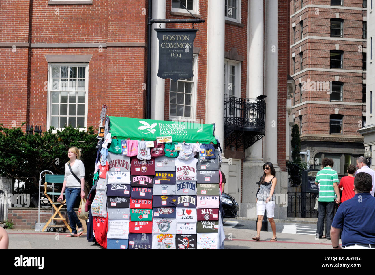 Street vendor selling t shirts outside Park Street Station on Boston ...